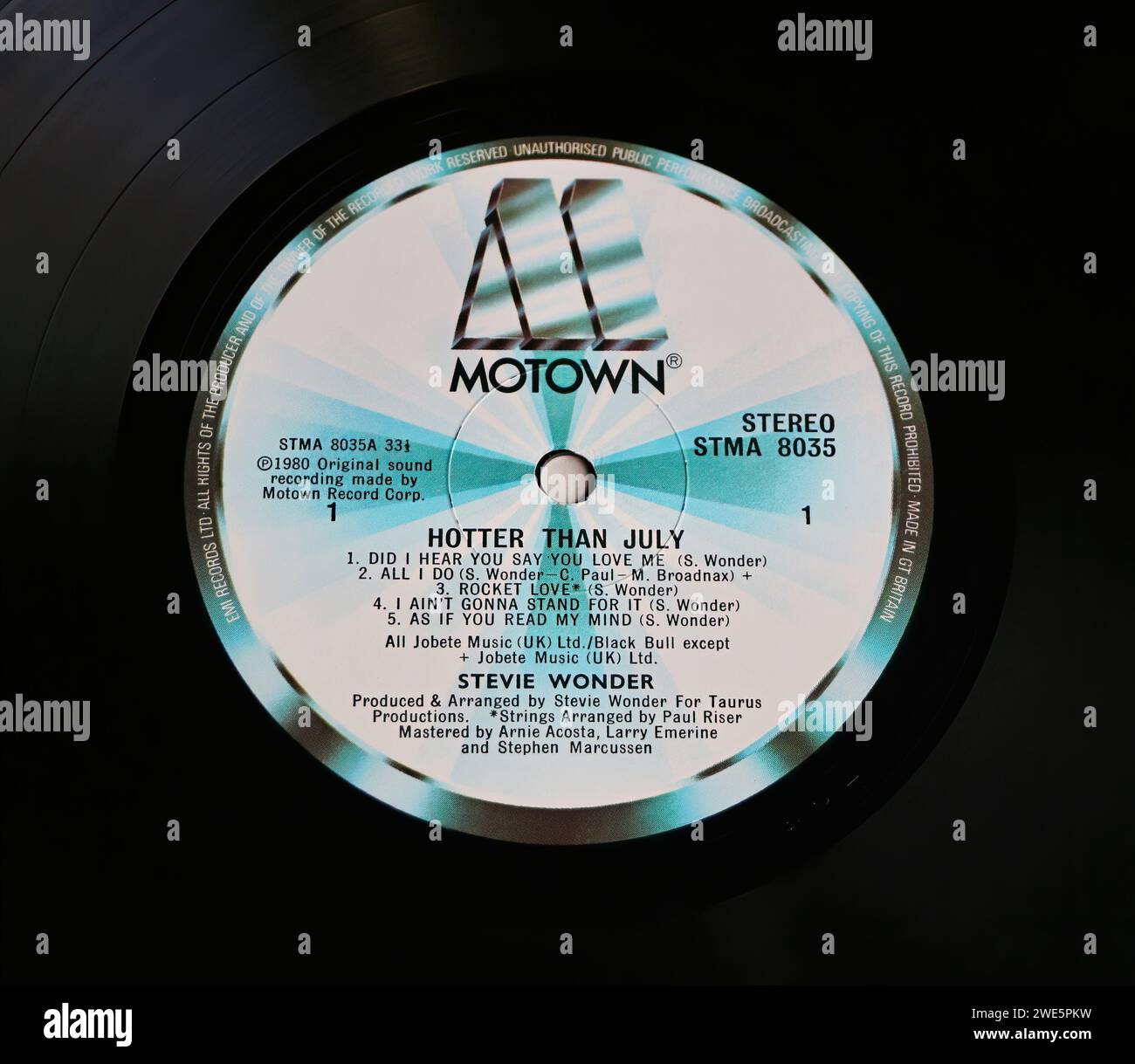 Photo close up of a centre label on an original 1980 pressing of long ...