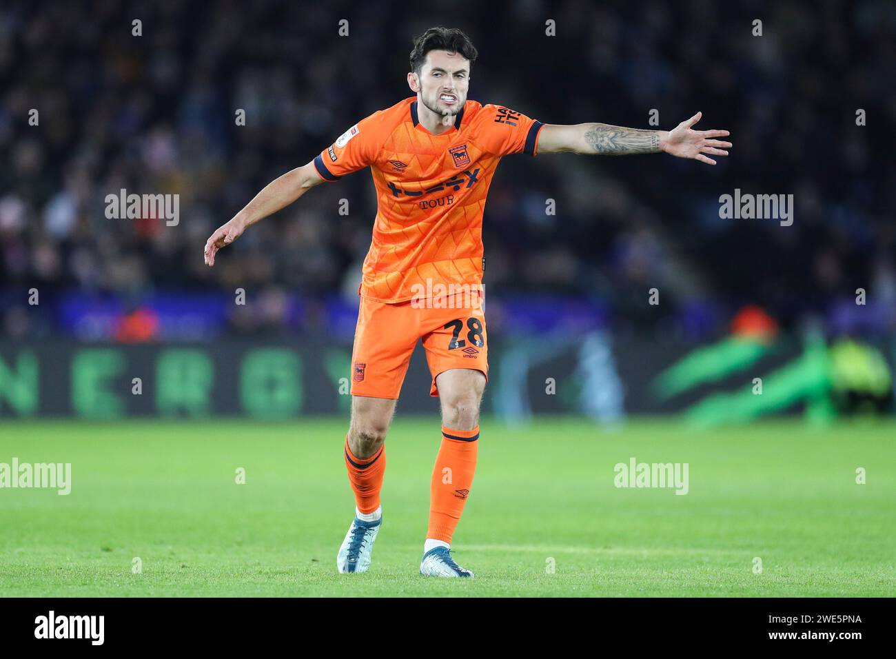 Leicester, UK. 22nd Jan, 2024. Ipswich Town defender Lewis Travis (28 ...