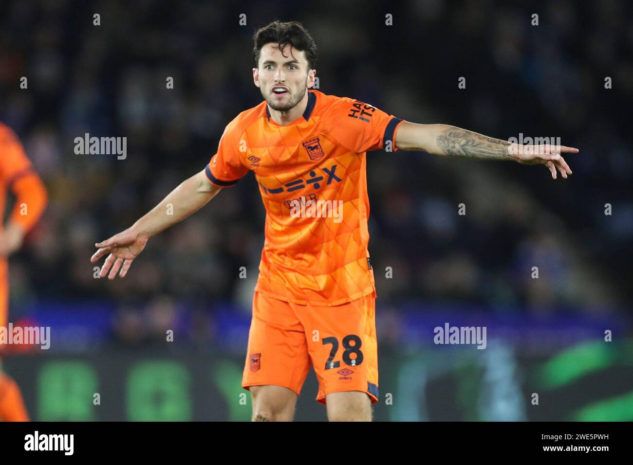 Leicester, UK. 22nd Jan, 2024. Ipswich Town defender Lewis Travis (28 ...