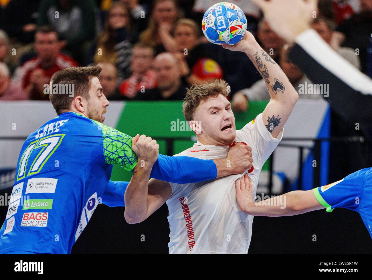Denmark's Emil Madsen and Slovenia's Nejc Cehte during the EC men's ...