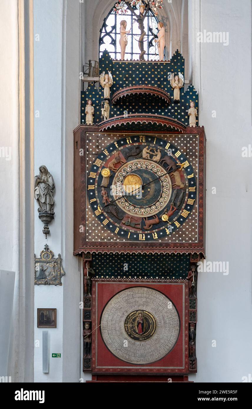 Astronomical clock in the interior of St. Mary's Church (Kościół ...