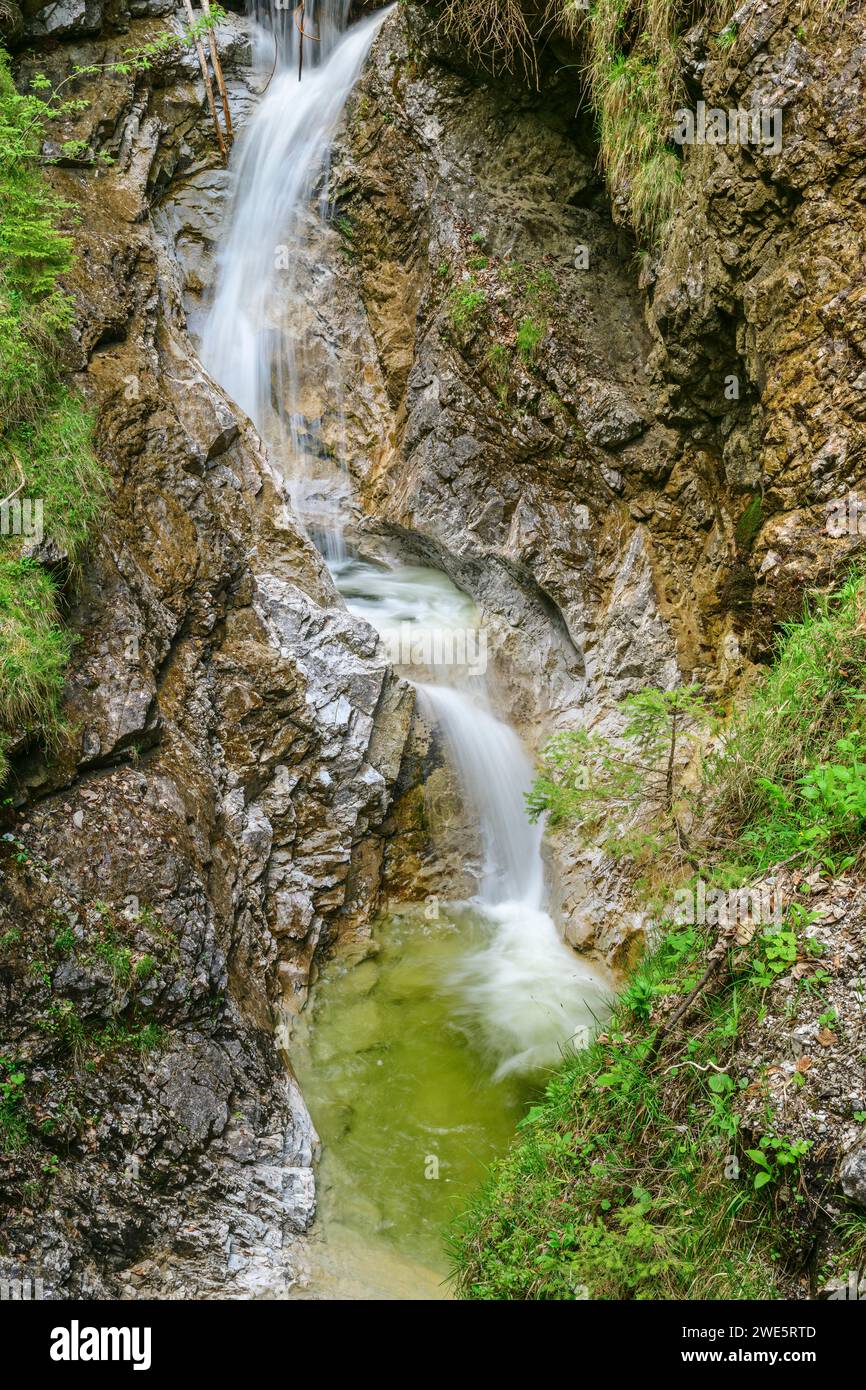 Waterfall flows through the Vorderkaserklamm, Vorderkaserklamm ...