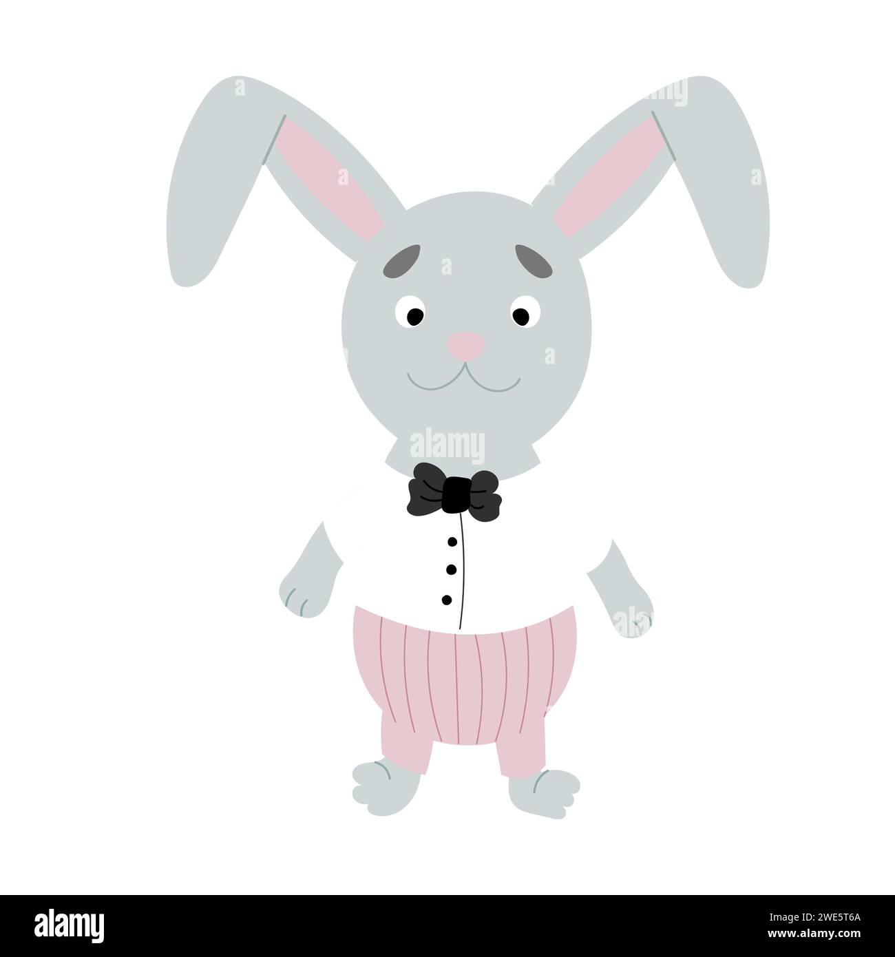A rabbit in a shirt and a bow tie around his neck. Vector illustration ...