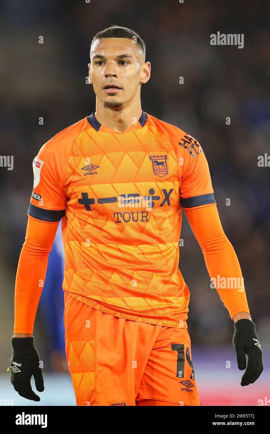 Leicester, UK. 22nd Jan, 2024. Ipswich Town forward Kayden Jackson (19 ...