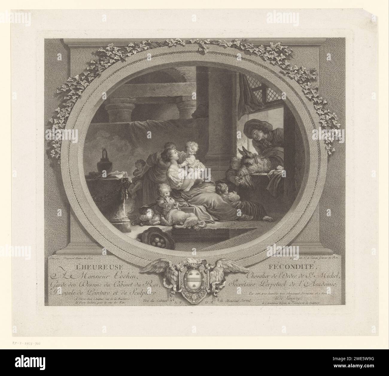 Interior with family and man in window opening, Nicolas de Launay ...