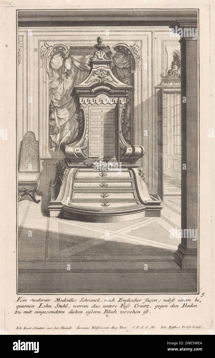 Medal Cast with chair, Johann Balthasar Probst, After Johann Jakob ...