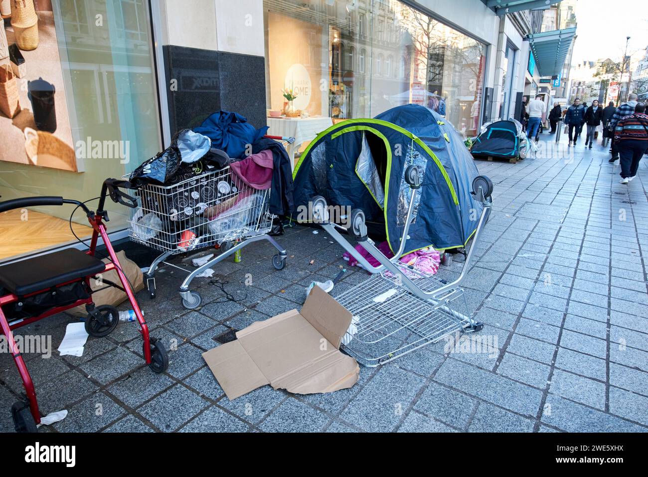homeless people living rough in tents in the main pedestrian shopping ...