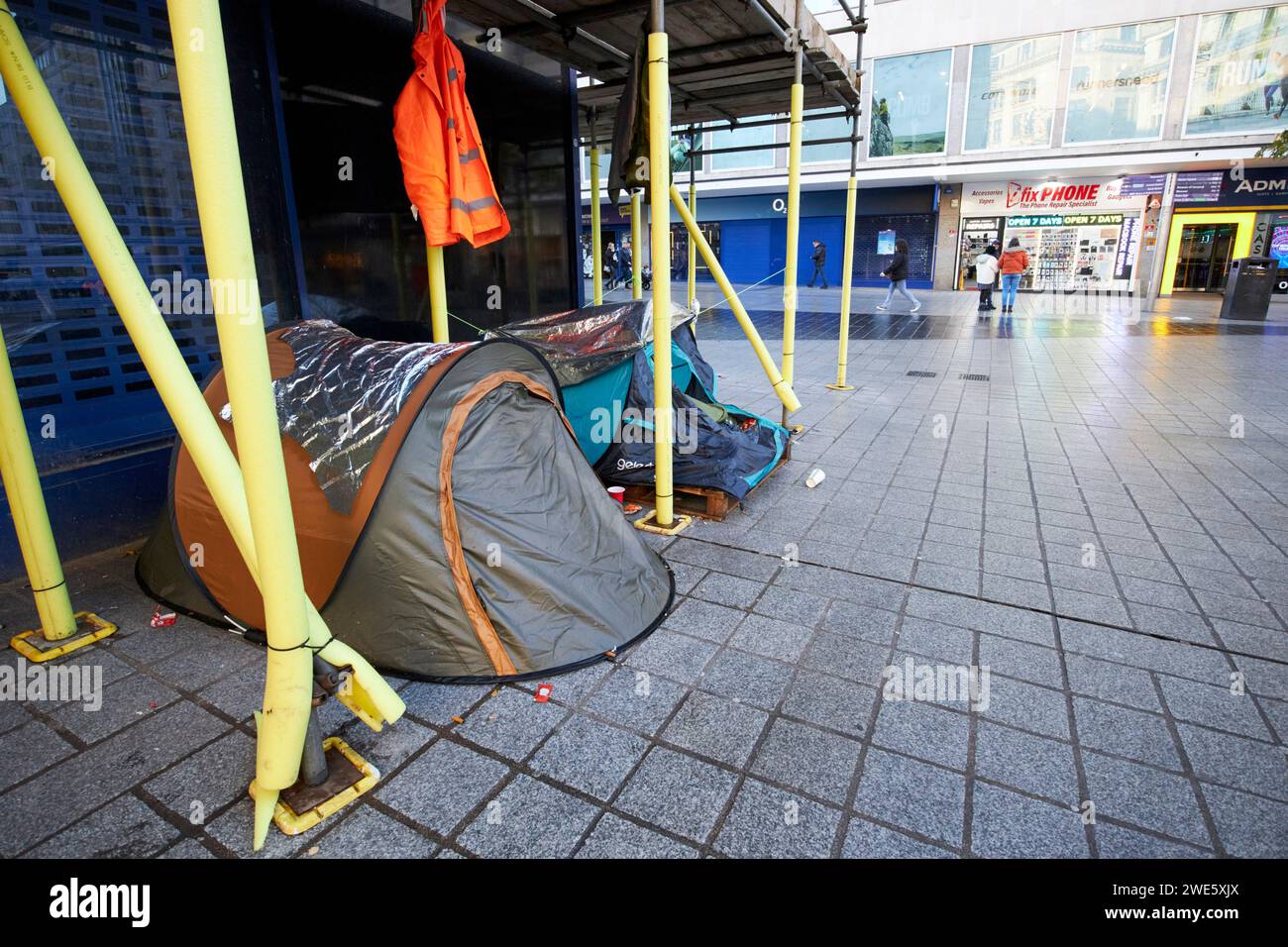 homeless people living rough in tents in the main pedestrian shopping ...