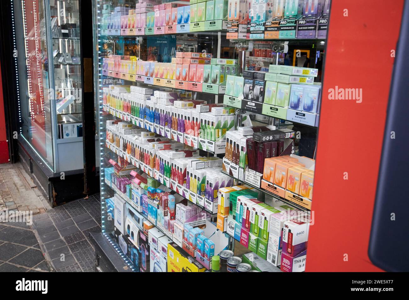 disposable vapes and liquids on sale in a shop window city centre of ...