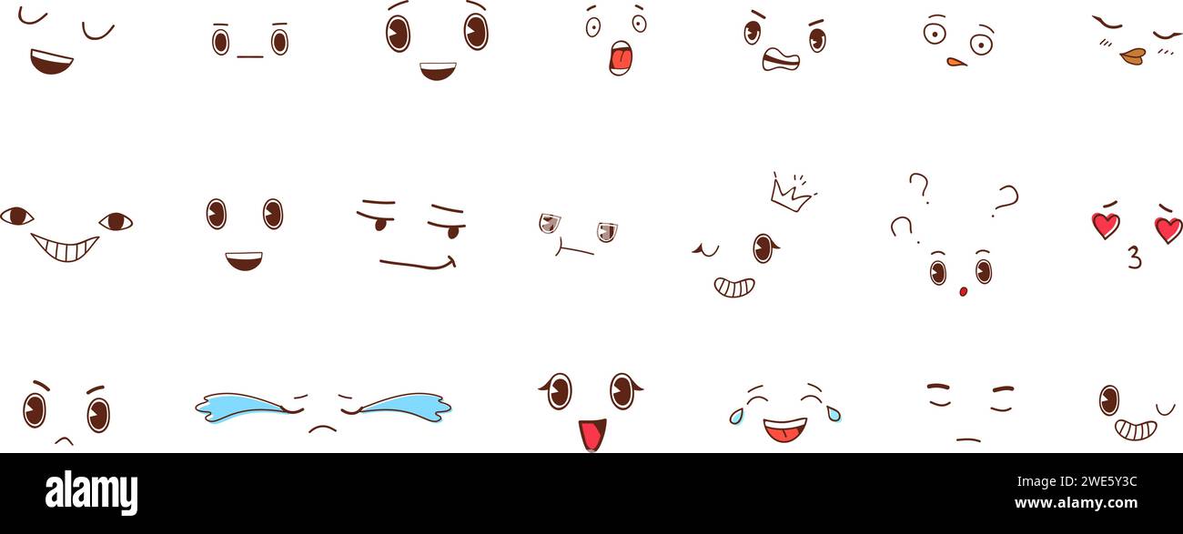 Set of different anime emotion with effects Stock Vector Image & Art ...