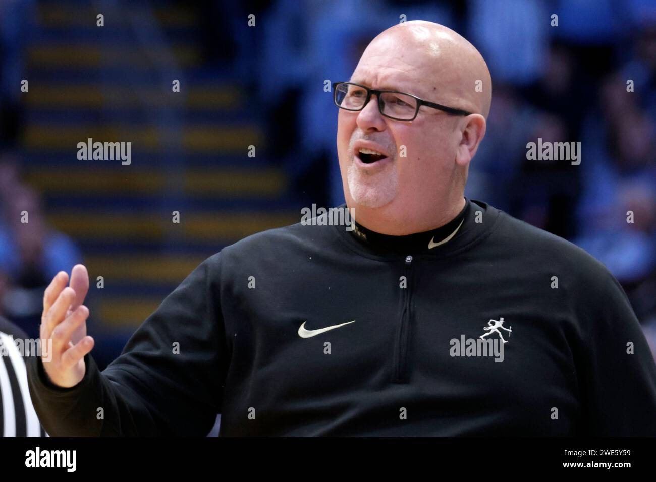 Wake Forest head coach Steve Forbes gestures during the first half of ...