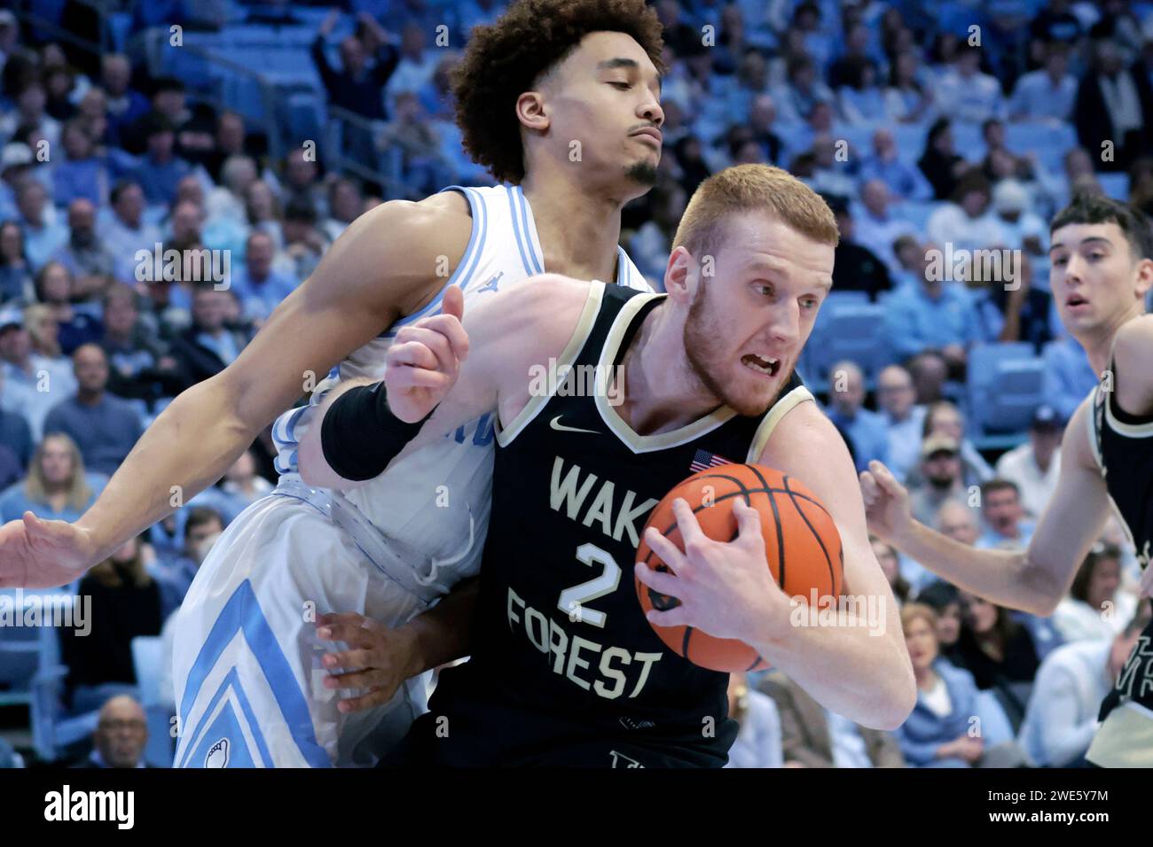 Wake Forest guard Cameron Hildreth (2) snares a rebound against North ...