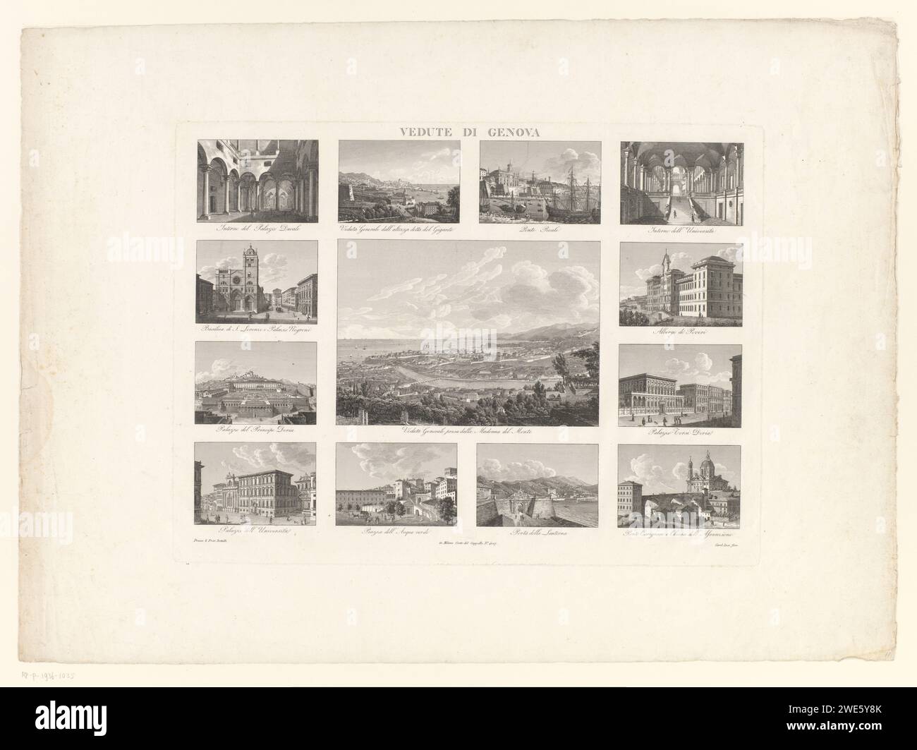 View of Genoa, Caroline Lose, 1794 - 1830 print Text in Italian in the ...
