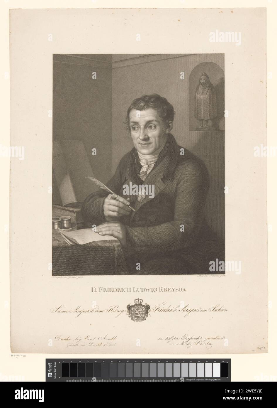 Portrait van Friedrich Ludwig Kreysig, Moritz Steinla, after Josef ...