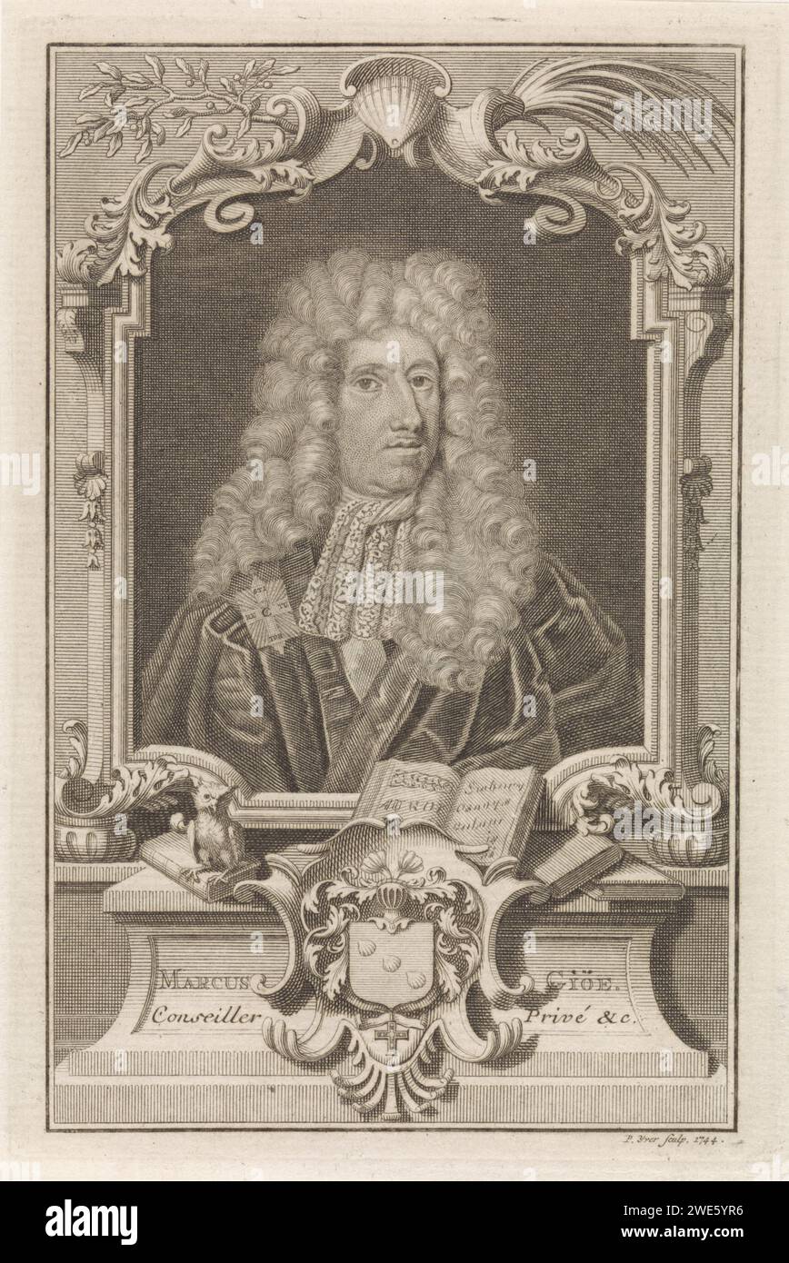 Portrait of Marcus Giöe, Pieter Yver, 1744 print Portrait of Marcus ...