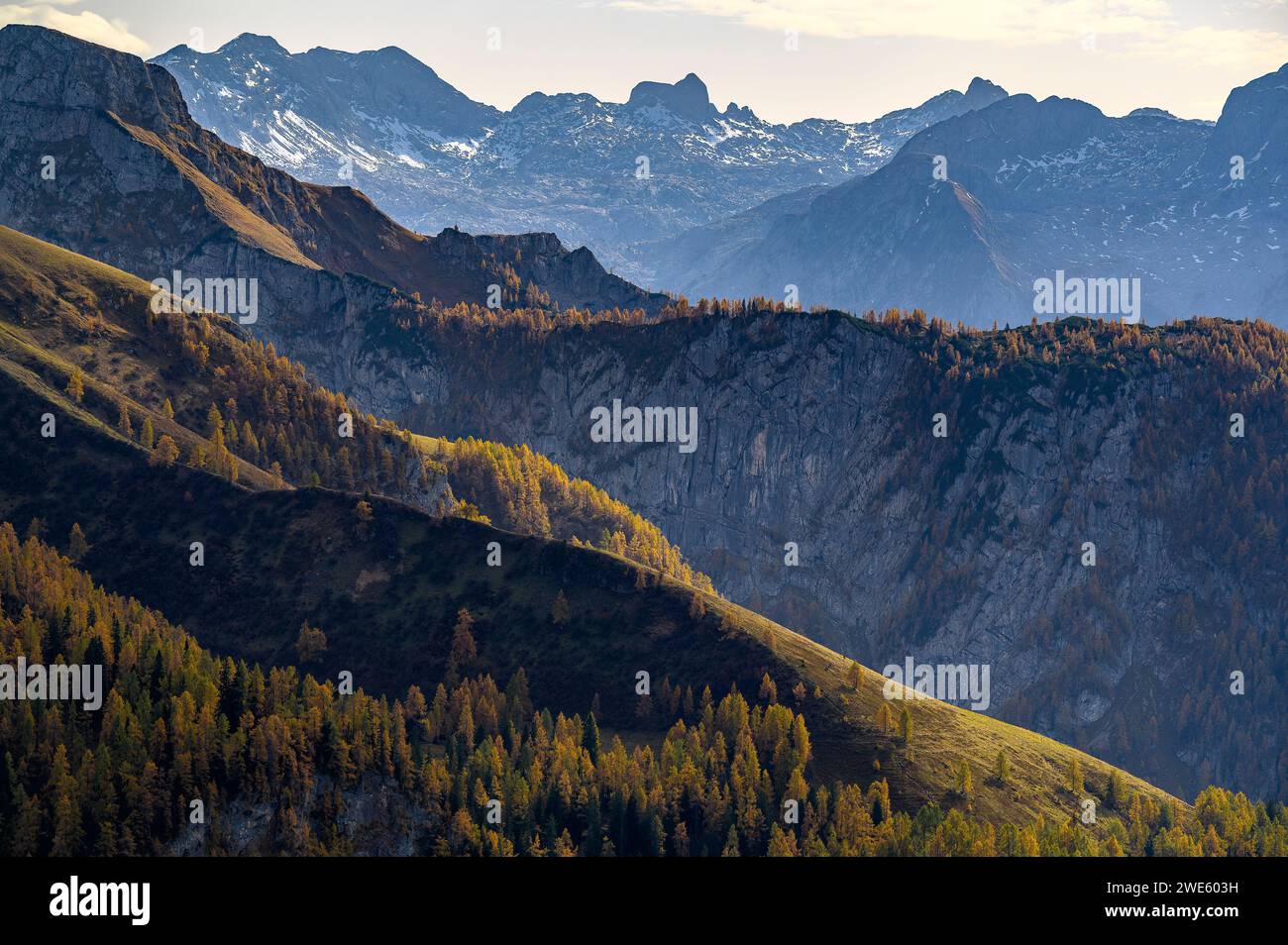 View from Jenner to mountains, hiking on Mount Jenner at Königssee in ...