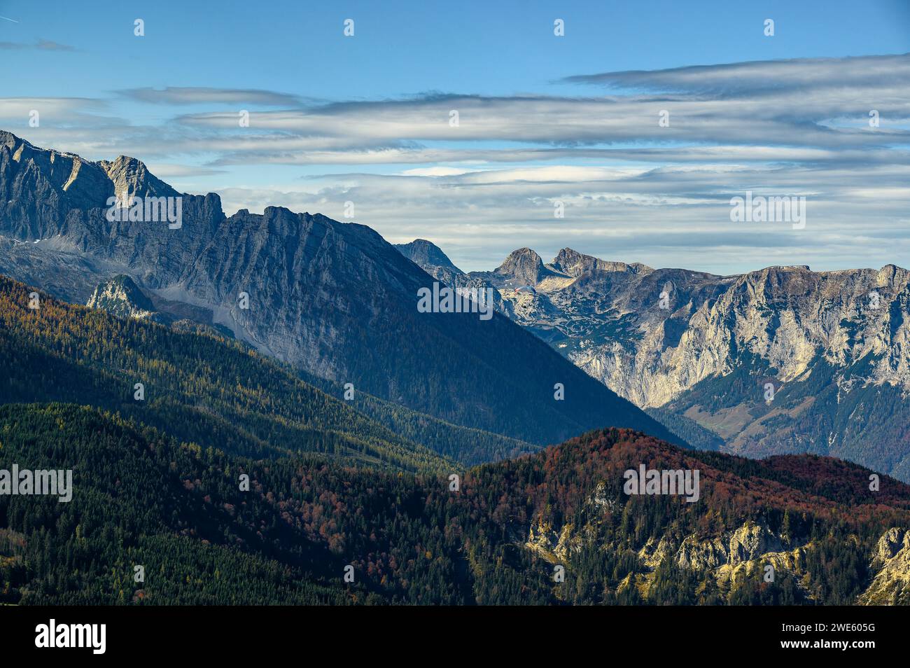 View from Jenner to Hochkalter, hiking on Mount Jenner at Königssee in ...