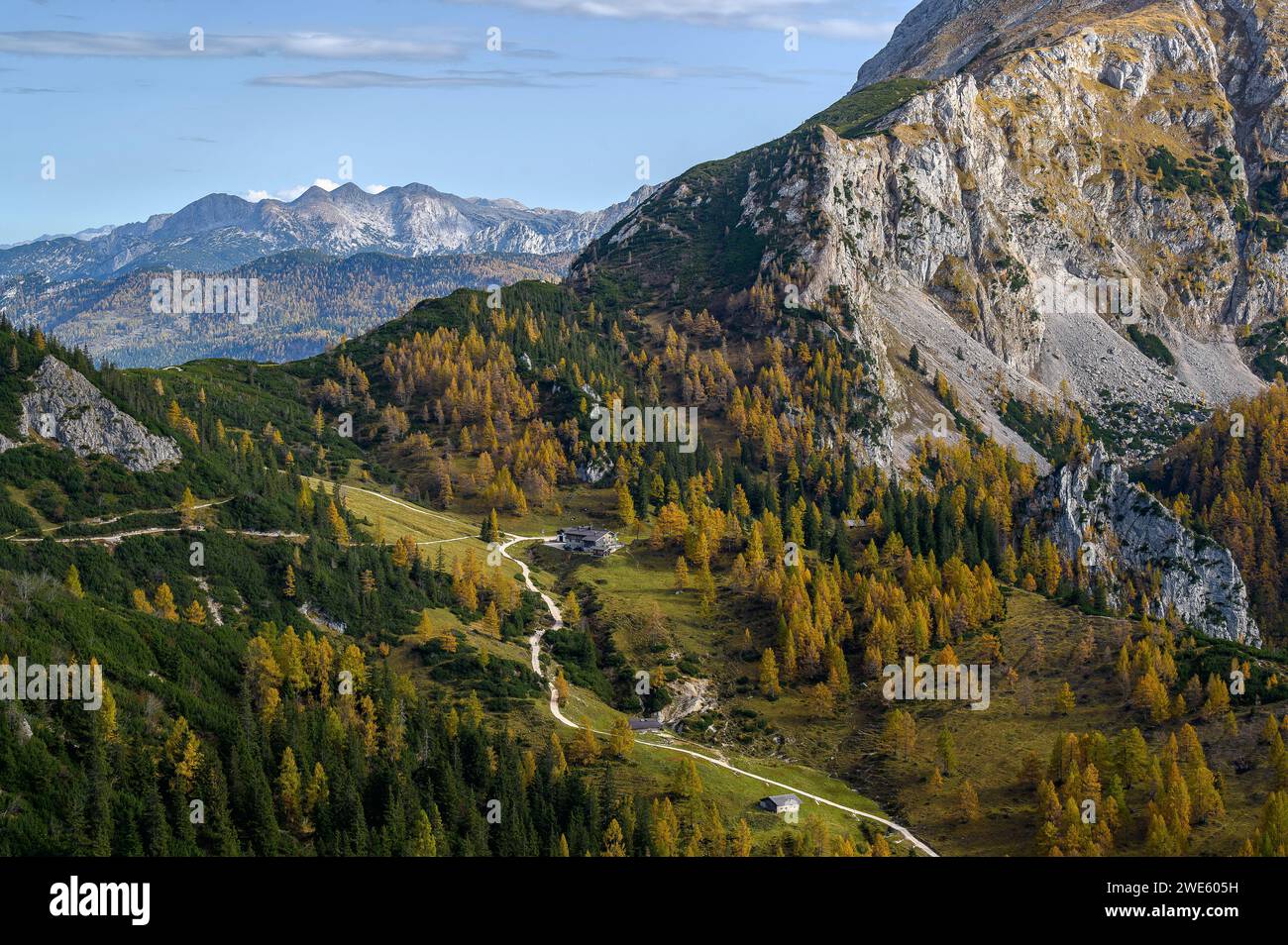 View from Jenner to mountains, hiking on Mount Jenner at Königssee in ...