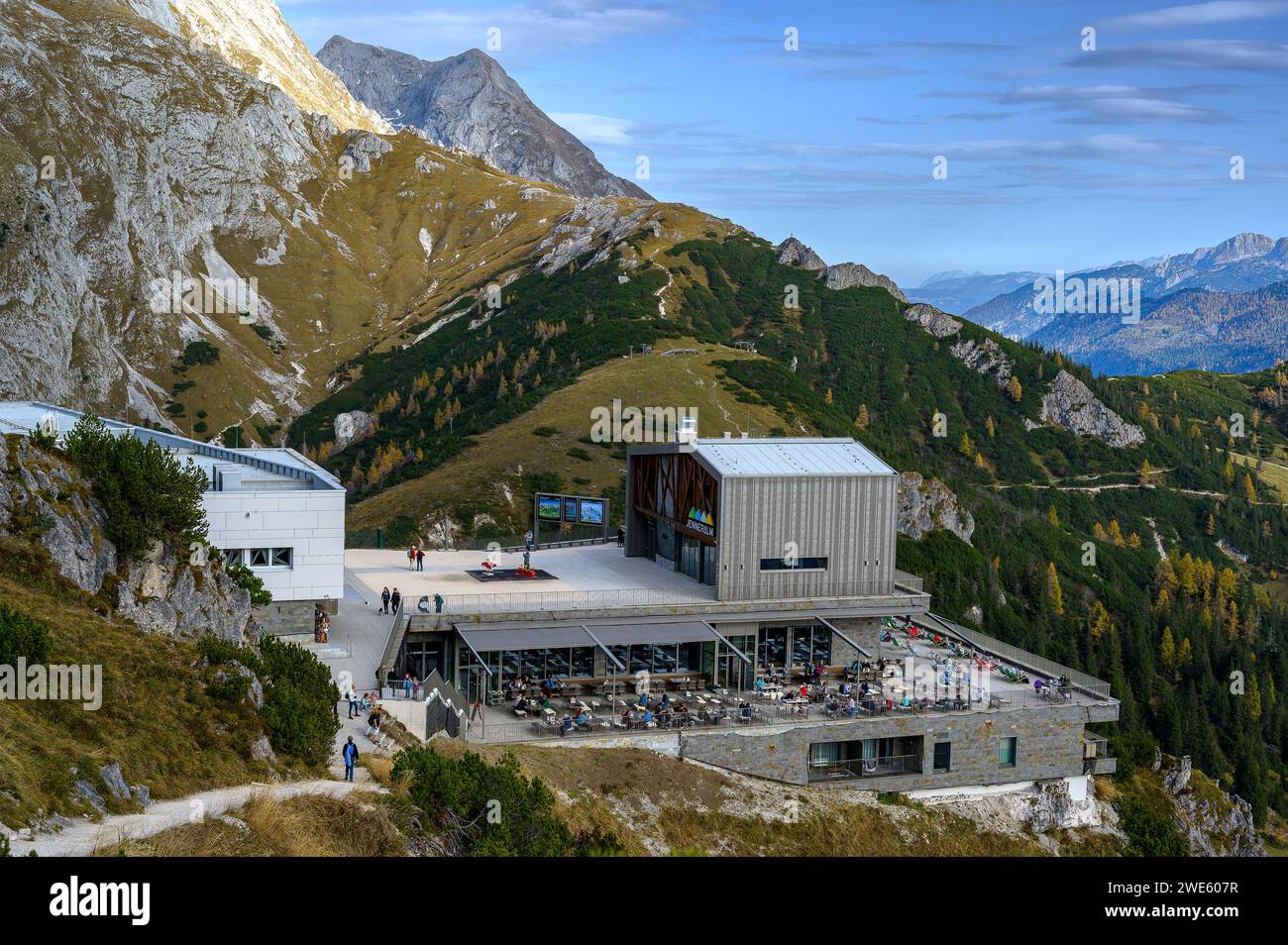 View from Jenner to Jenner mountain station, hiking on Mount Jenner at ...