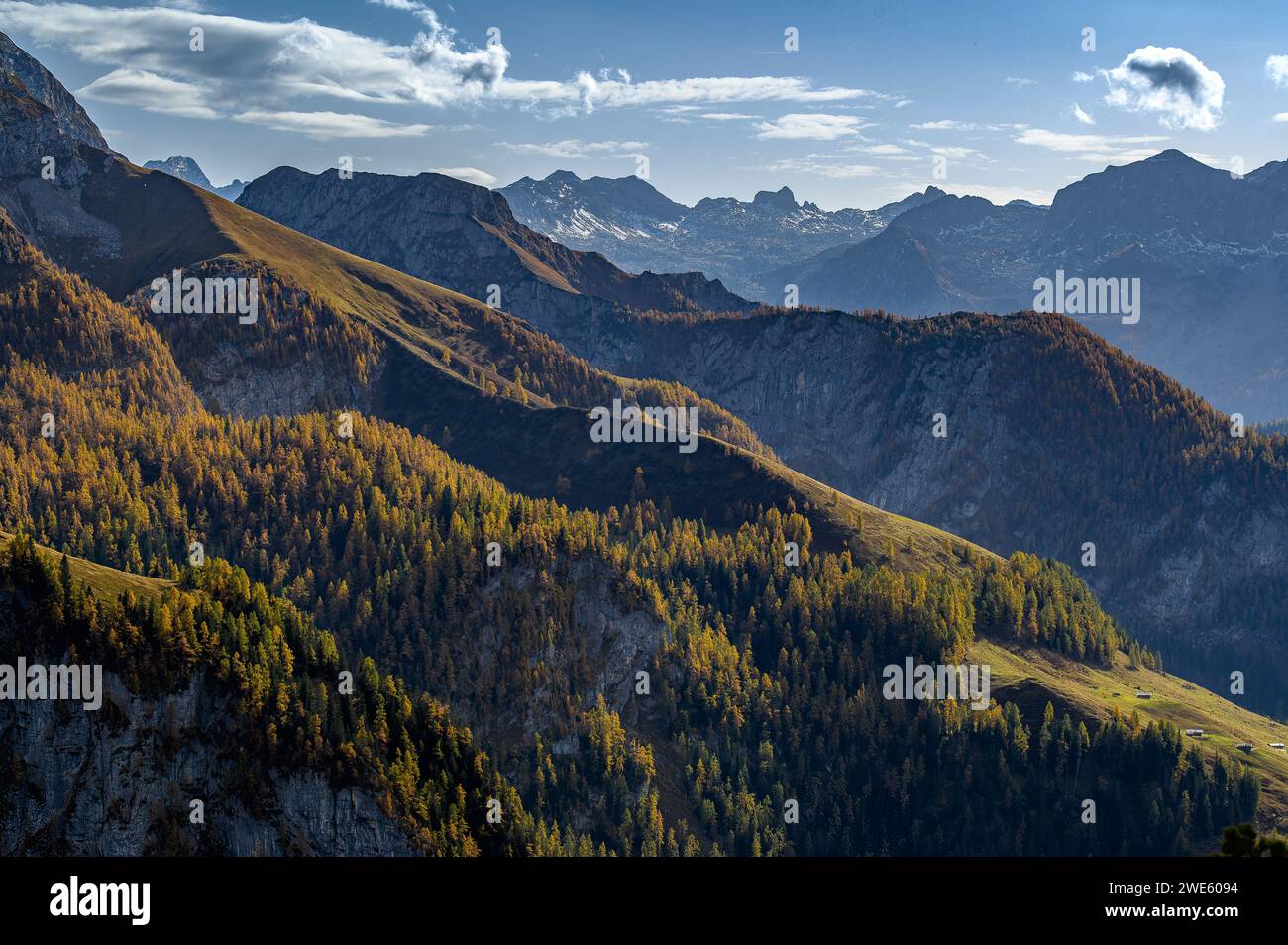 View from Jenner to mountains, hiking on Mount Jenner at Königssee in ...