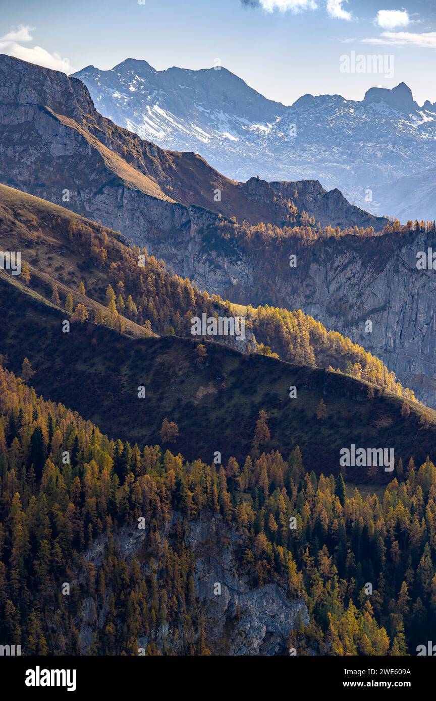 View from Jenner to mountains, hiking on Mount Jenner at Königssee in ...