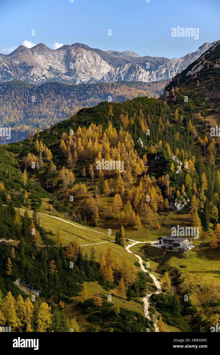 View from Jenner to mountains, hiking on Mount Jenner at Königssee in ...