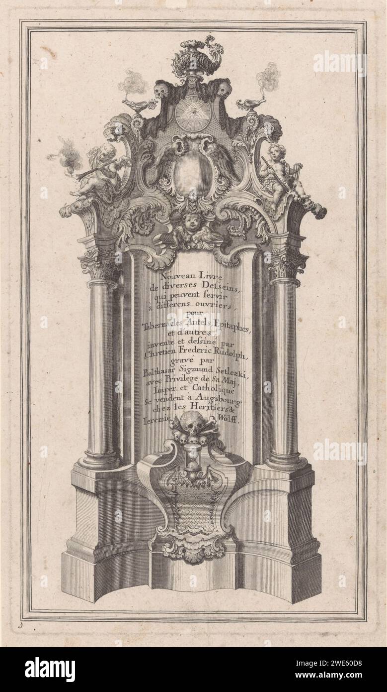 Design with skull and putti, Balthasar Sigmund Setletzky, after ...