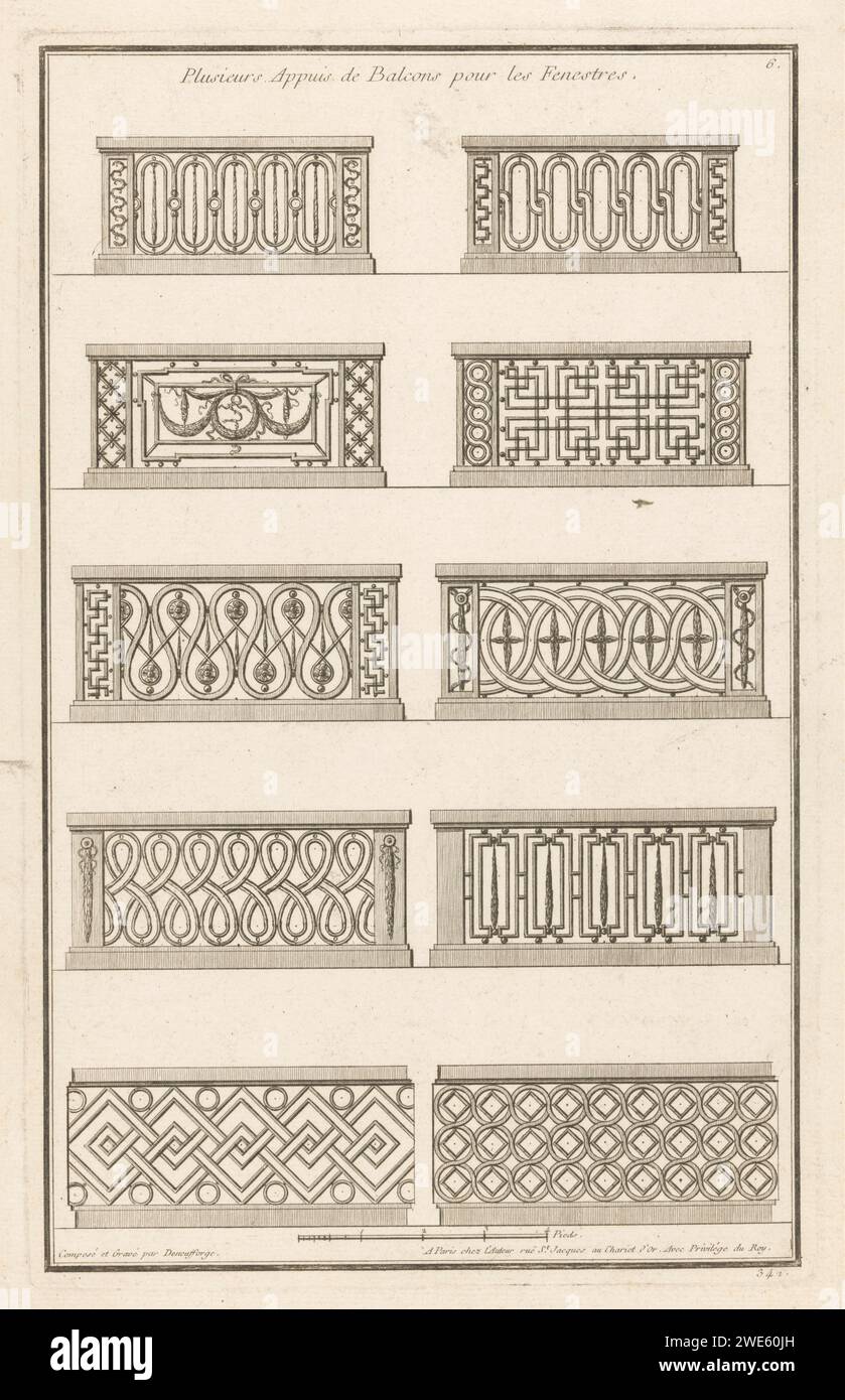 Balcony gates for windows, Jean François de Neufforge, 1763 print Eight ...