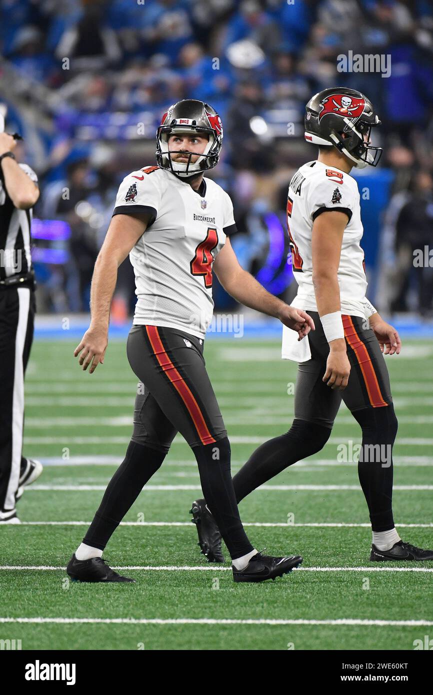 Tampa Bay Buccaneers place kicker Chase McLaughlin (4) reacts after ...