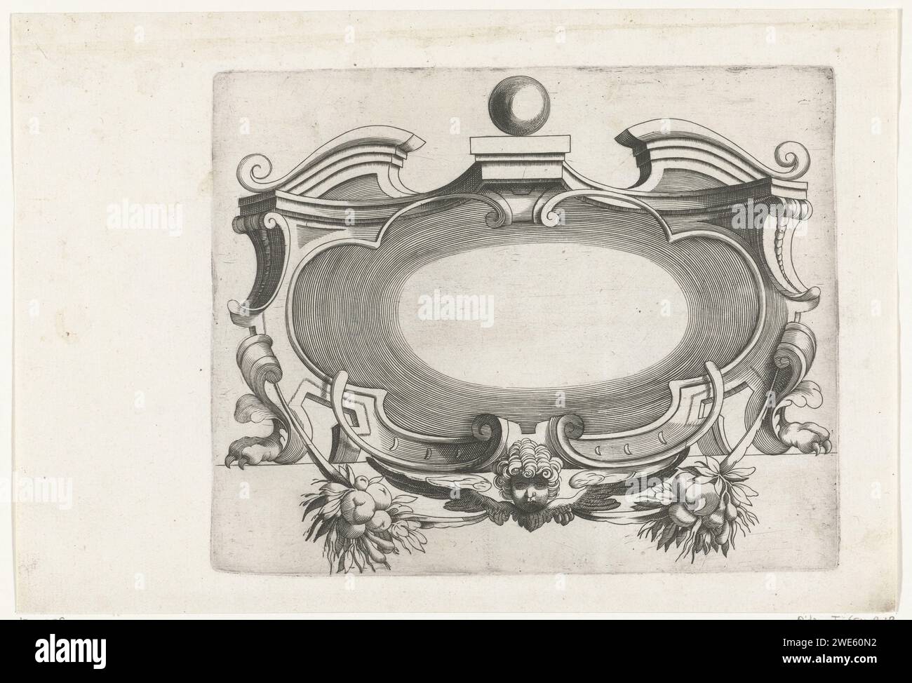 Cartouche in the form of broken pediment, c. 1628 print In the middle ...