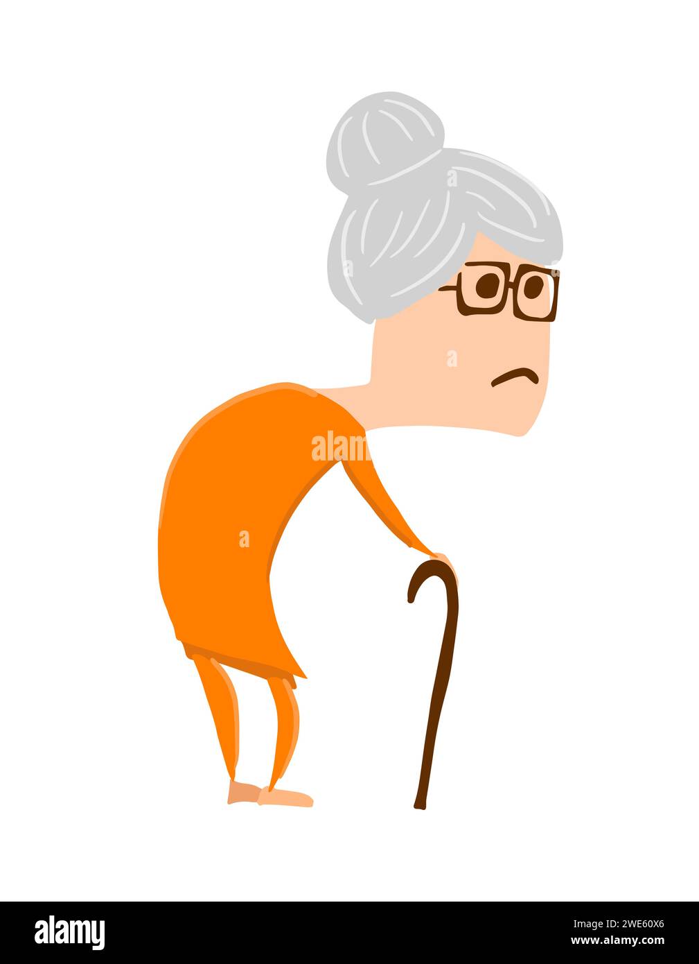 old lady. hand drawing. Not AI, Vector illustration Stock Vector Image ...