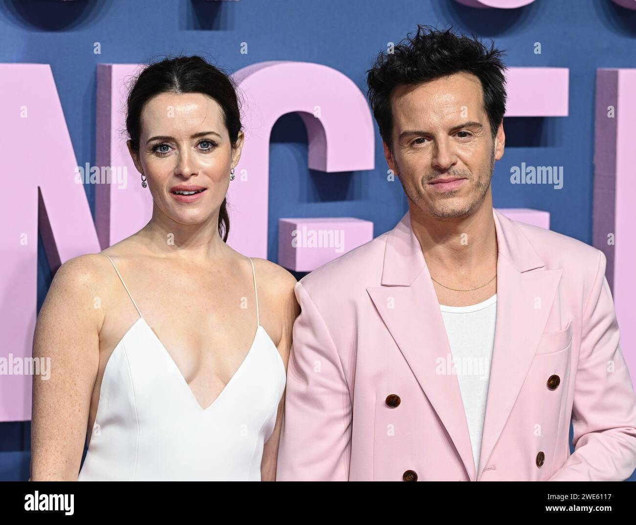 London, UK. January 23rd, 2024. Claire Foy and Andrew Scott arriving at ...
