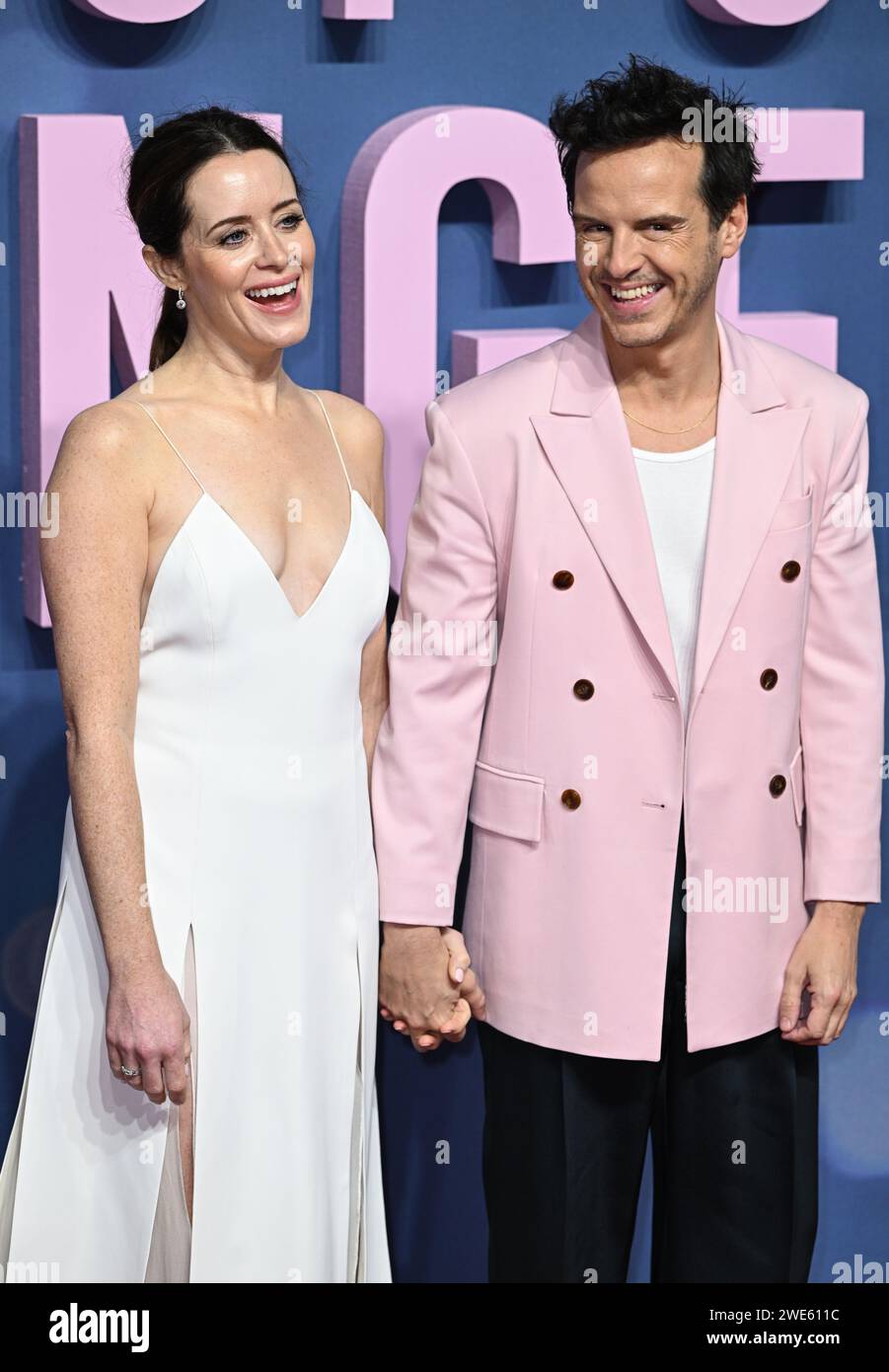 London, UK. January 23rd, 2024. Claire Foy and Andrew Scott arriving at ...