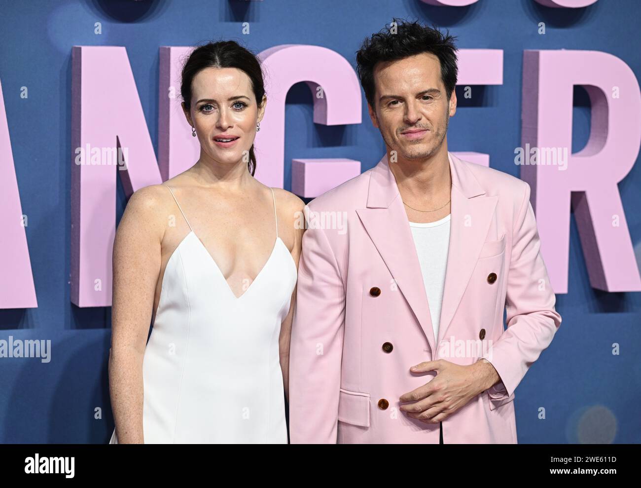 London, UK. January 23rd, 2024. Claire Foy and Andrew Scott arriving at ...