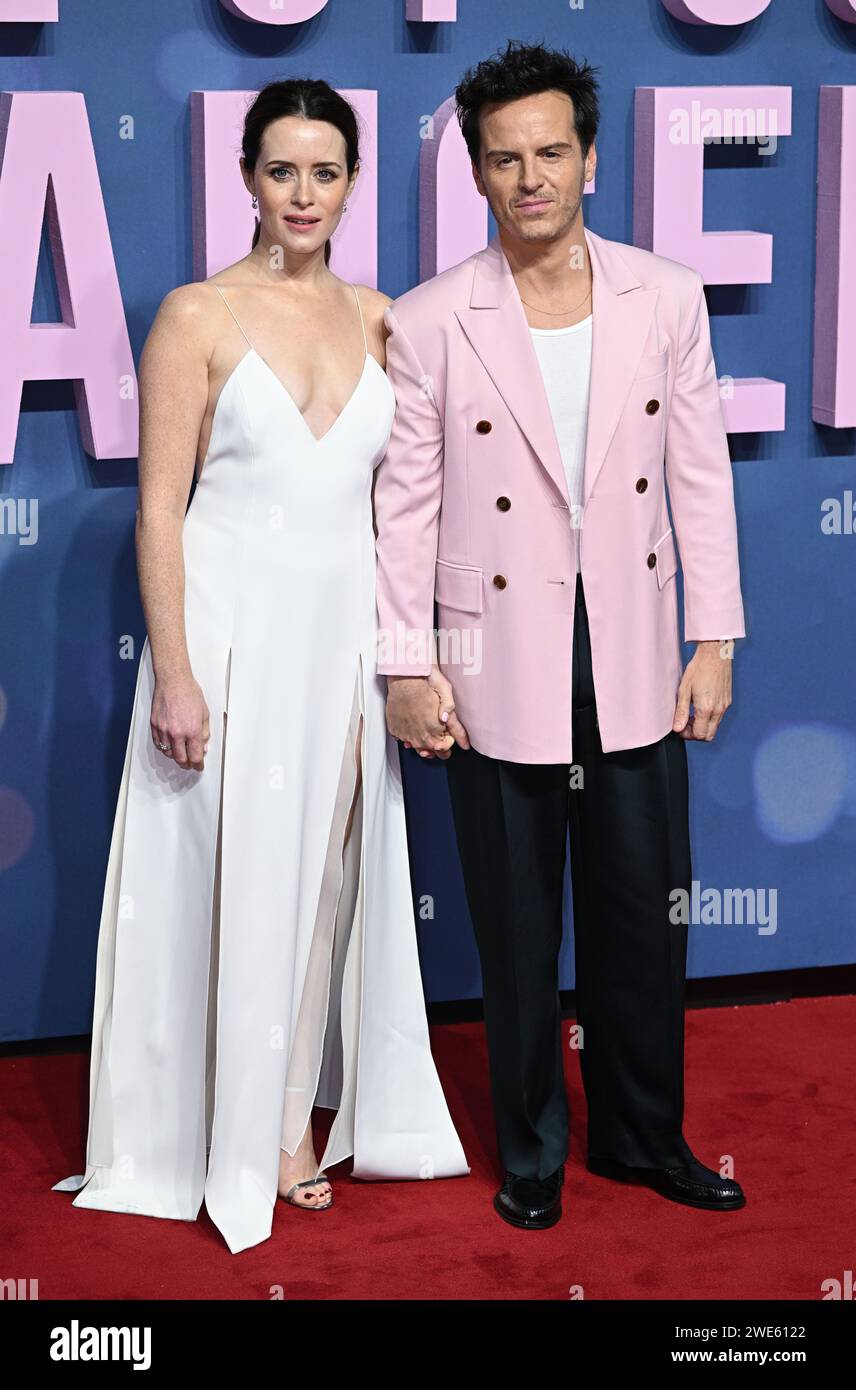 London, UK. January 23rd, 2024. Claire Foy and Andrew Scott arriving at ...