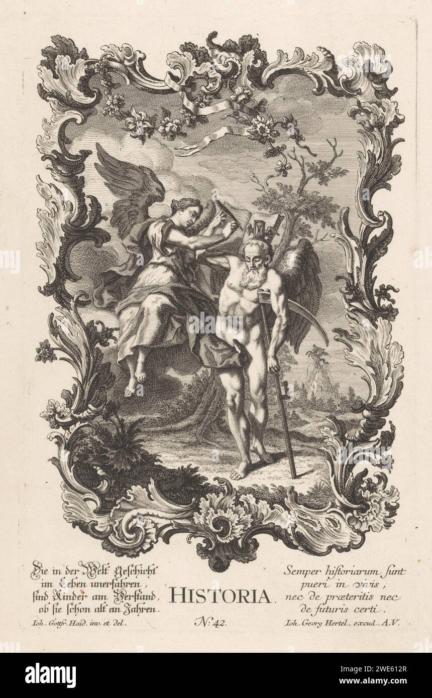 Allegory of History, Anonymous, After Johann Gottfried Haid, 1745 print ...