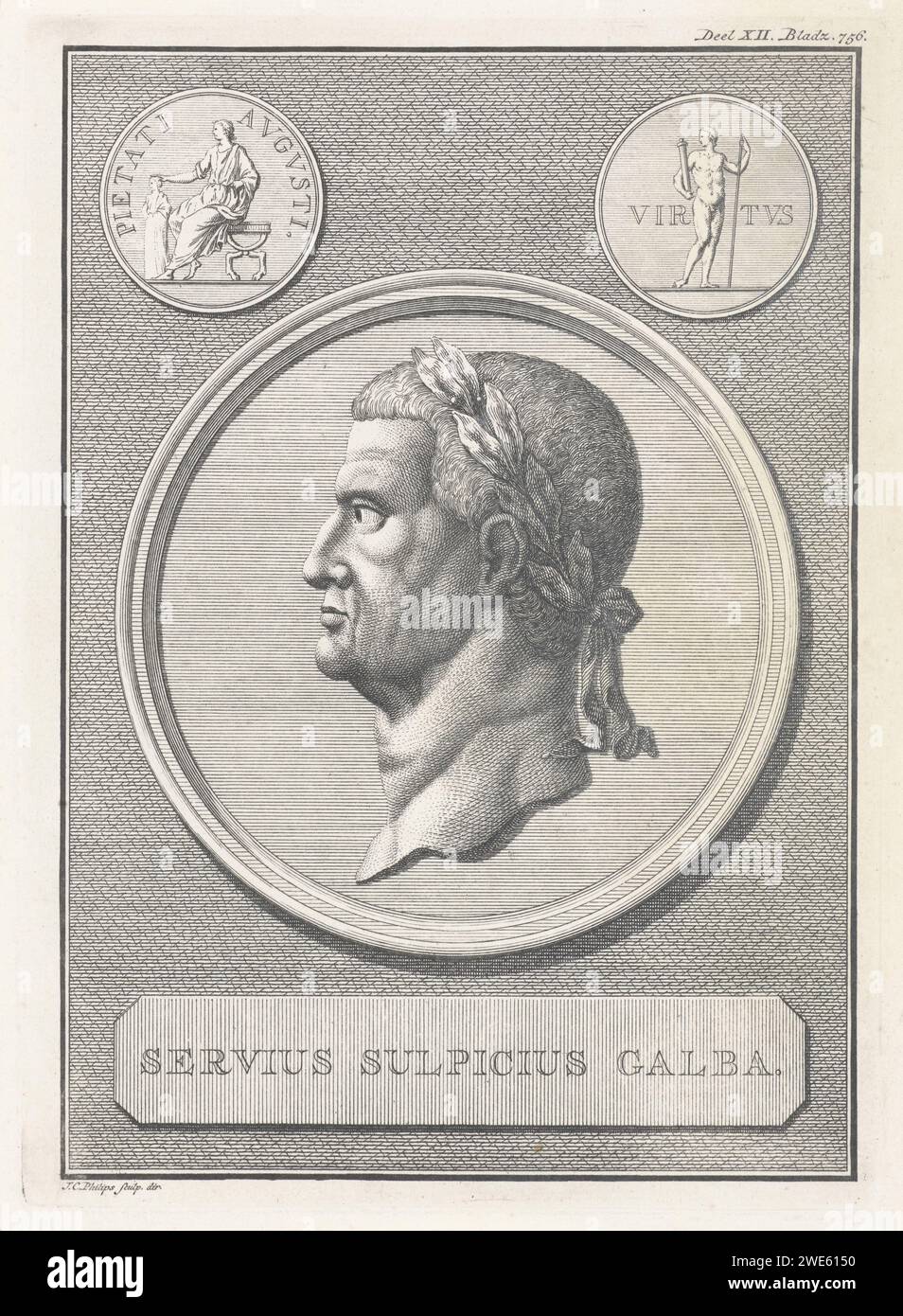 Portrait of Emperor Galba, Jan Caspar Philips, 1746 print Medal with ...