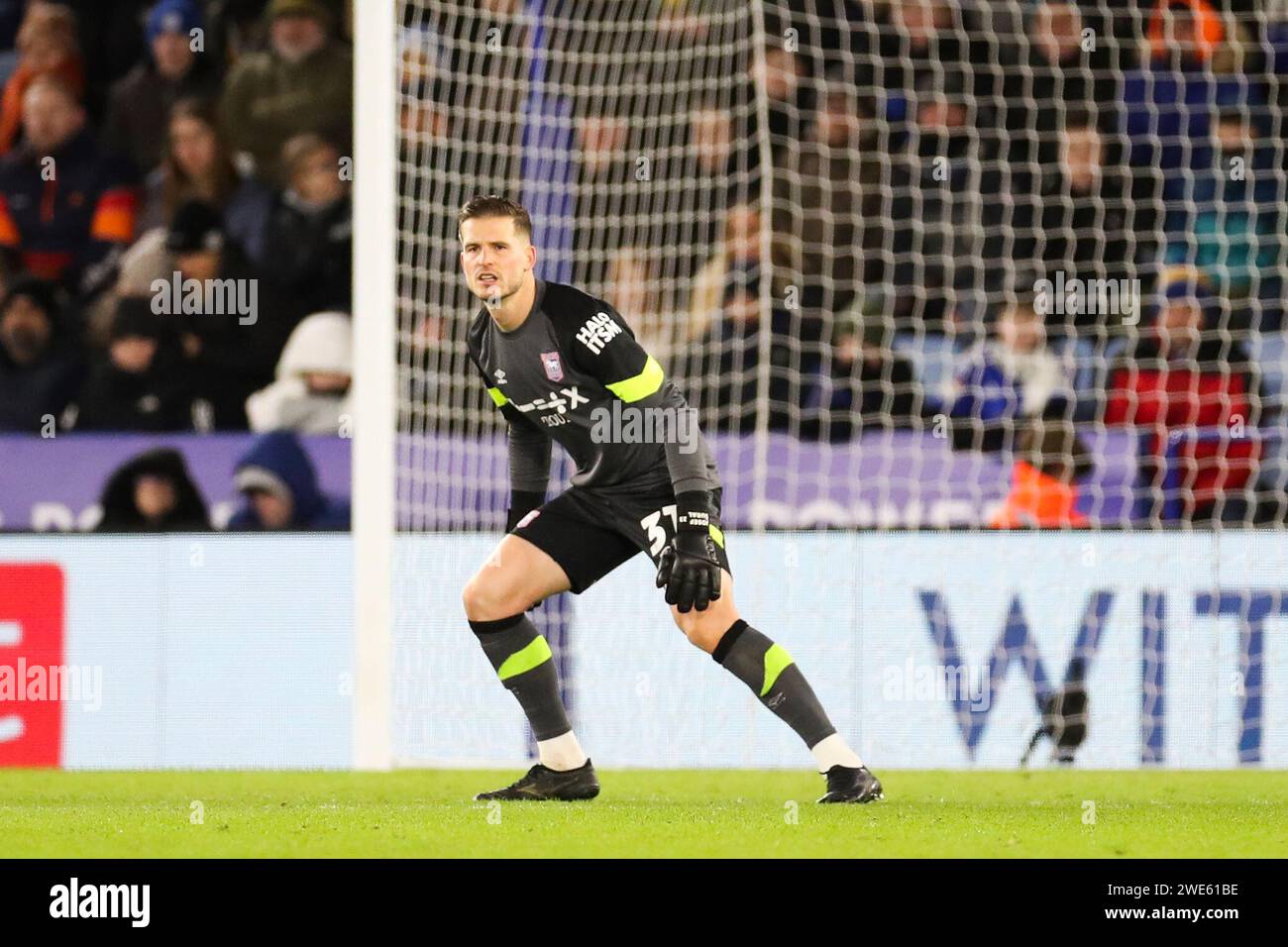 Leicester, UK. 22nd Jan, 2024. Ipswich Town goalkeeper Václav Hladky ...
