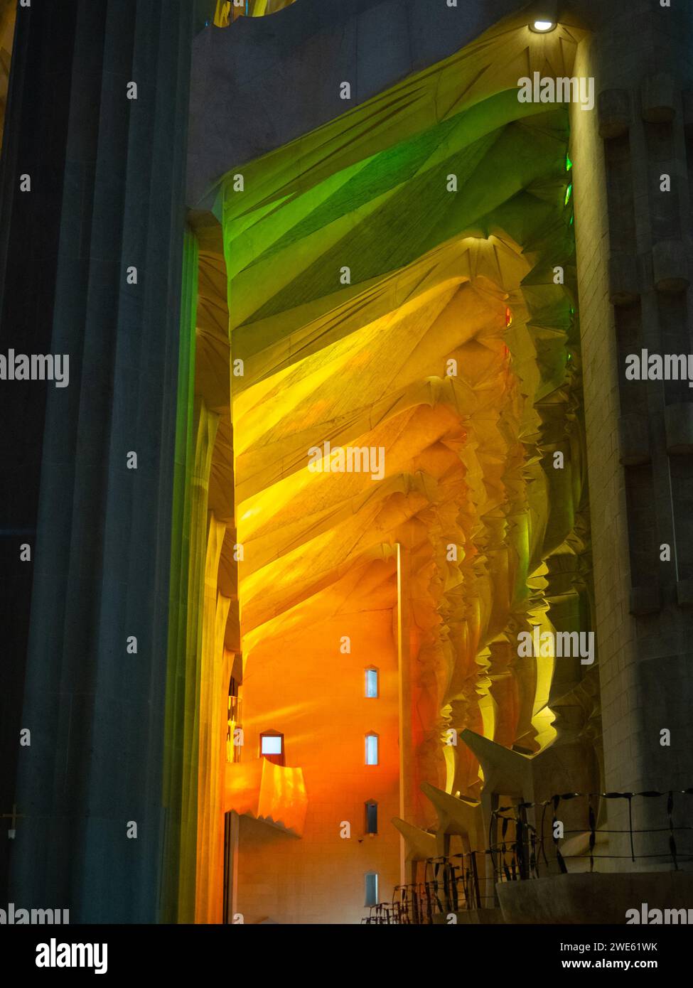 Rainbow colors effect of the light passing through the windows of the ...