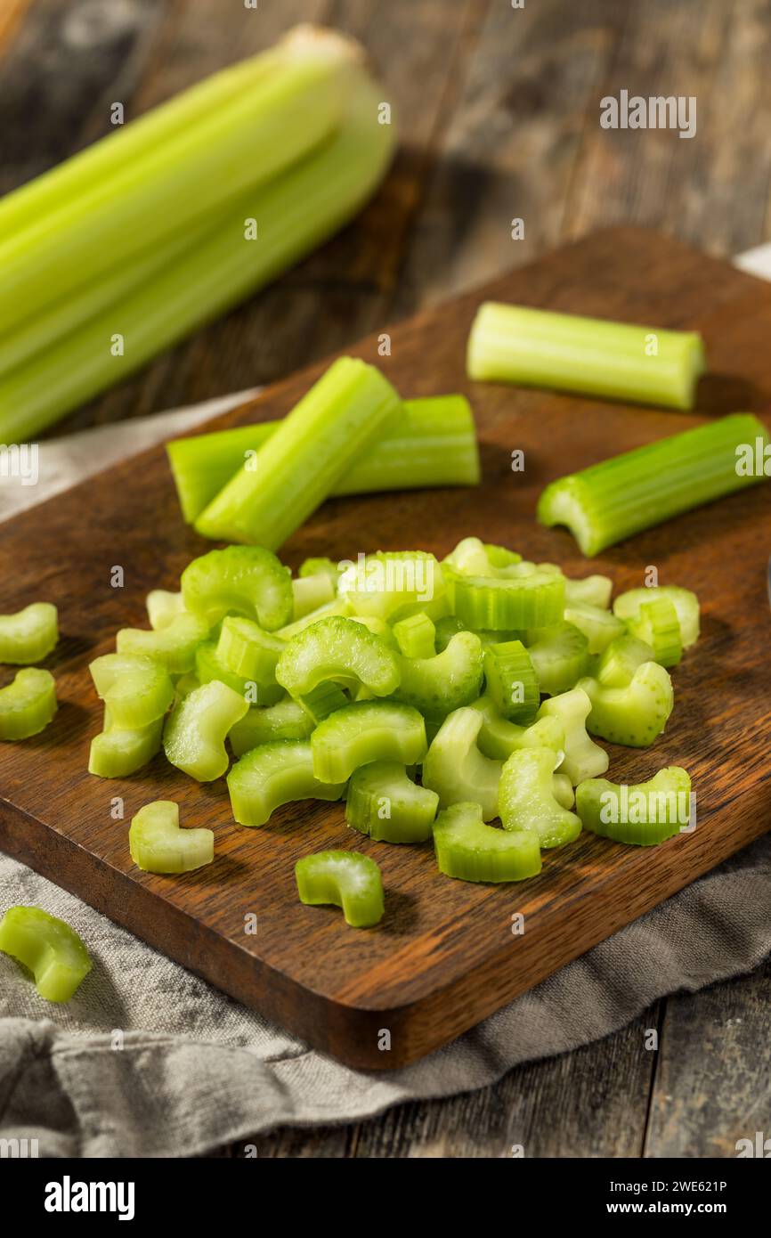 Homemade Organic Diced Chopped Celery Ready to Cook With Stock Photo ...