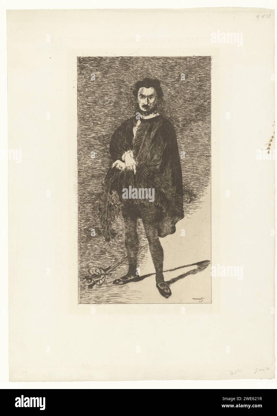 Portret van actor Philibert Rouvière in de Rol van Hamlet, Edouard ...