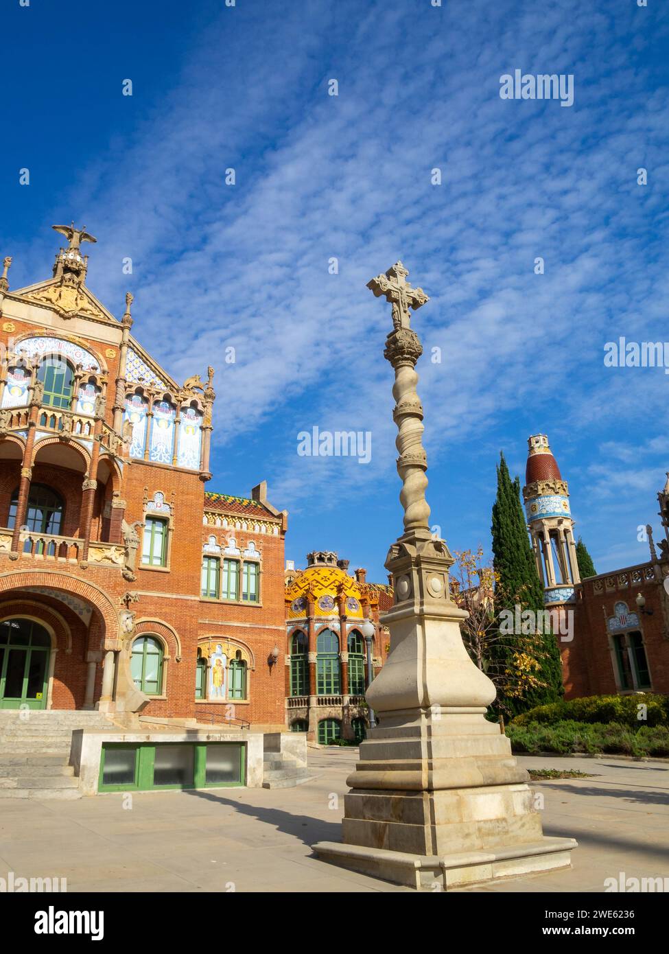 Main square of the Sant Pau Hospital precinpt, Barcelona Stock Photo ...
