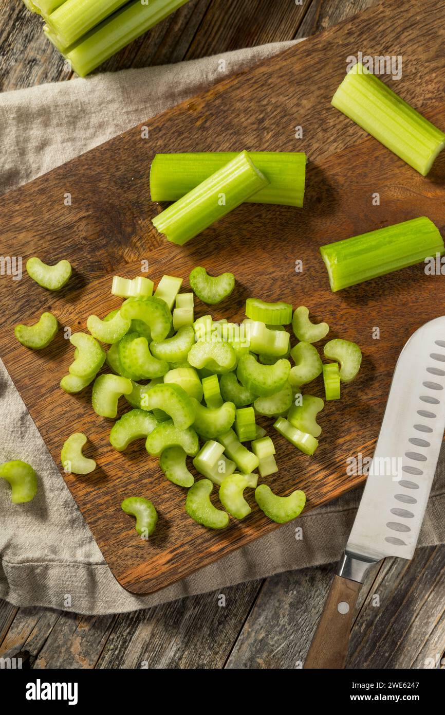 Homemade Organic Diced Chopped Celery Ready to Cook With Stock Photo ...