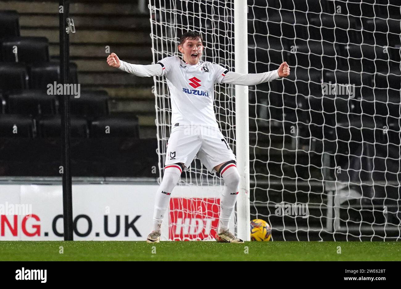 Milton Keynes Dons' Max Dean celebrates their side's second goal of the ...