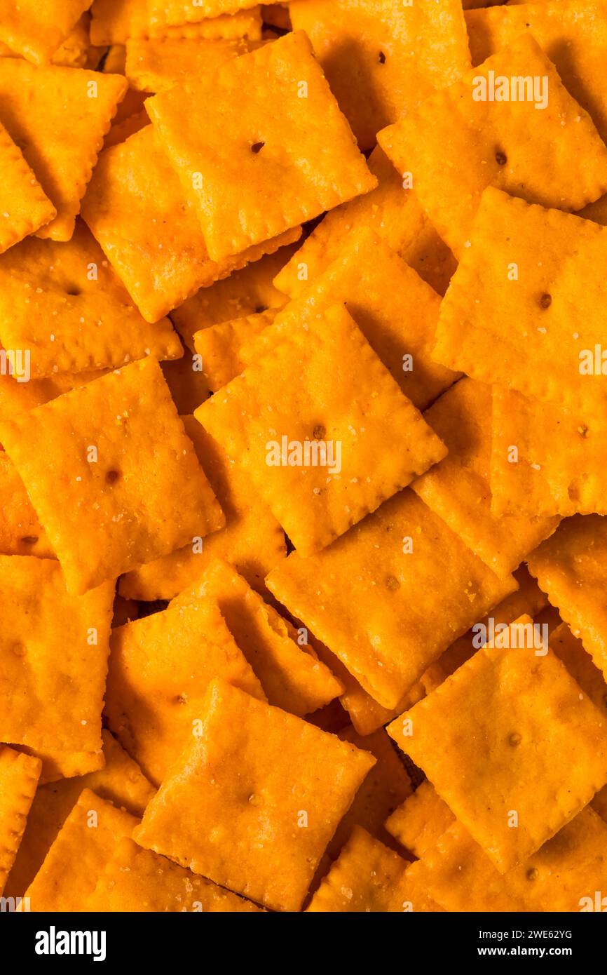 Organic Square Cheese Cracker Snacks in a Bowl Stock Photo - Alamy