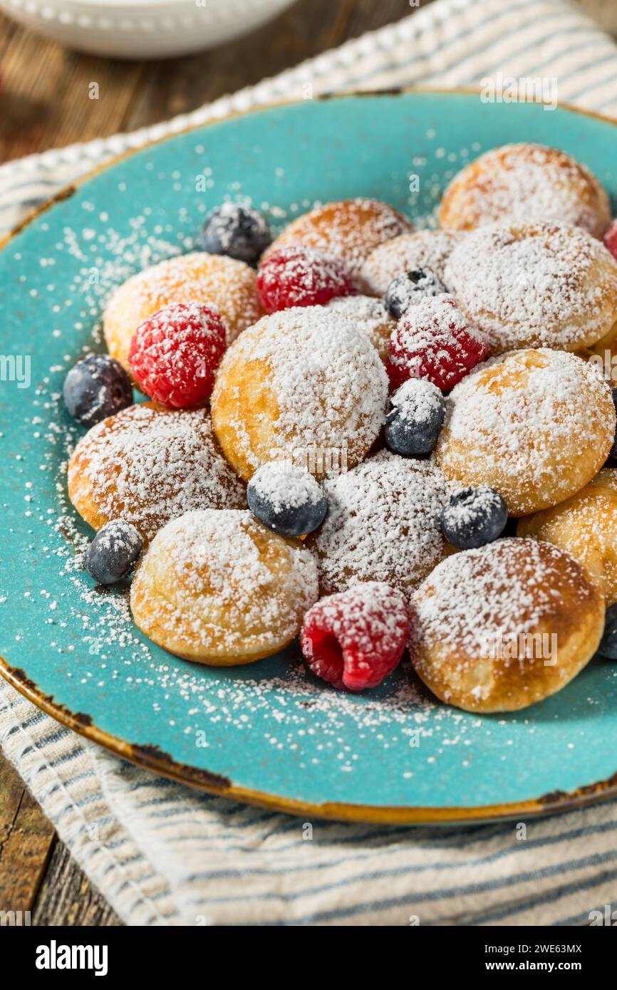 Homemade Dutch Poffertjes Mini Pancakes with Powdered Sugar Stock Photo ...