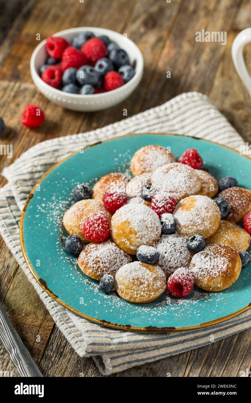 Homemade Dutch Poffertjes Mini Pancakes with Powdered Sugar Stock Photo ...