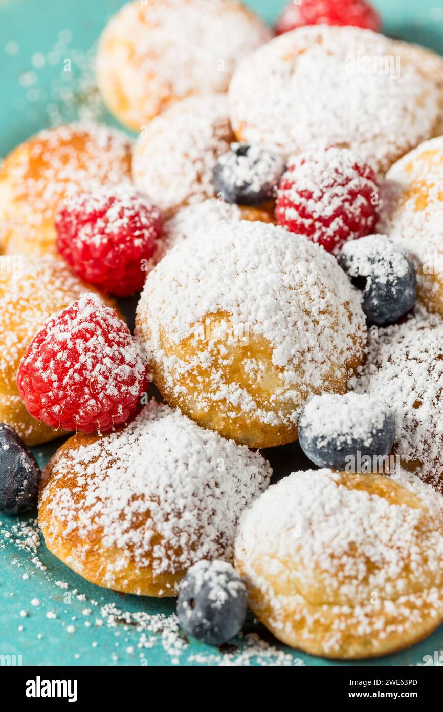 Homemade Dutch Poffertjes Mini Pancakes with Powdered Sugar Stock Photo ...