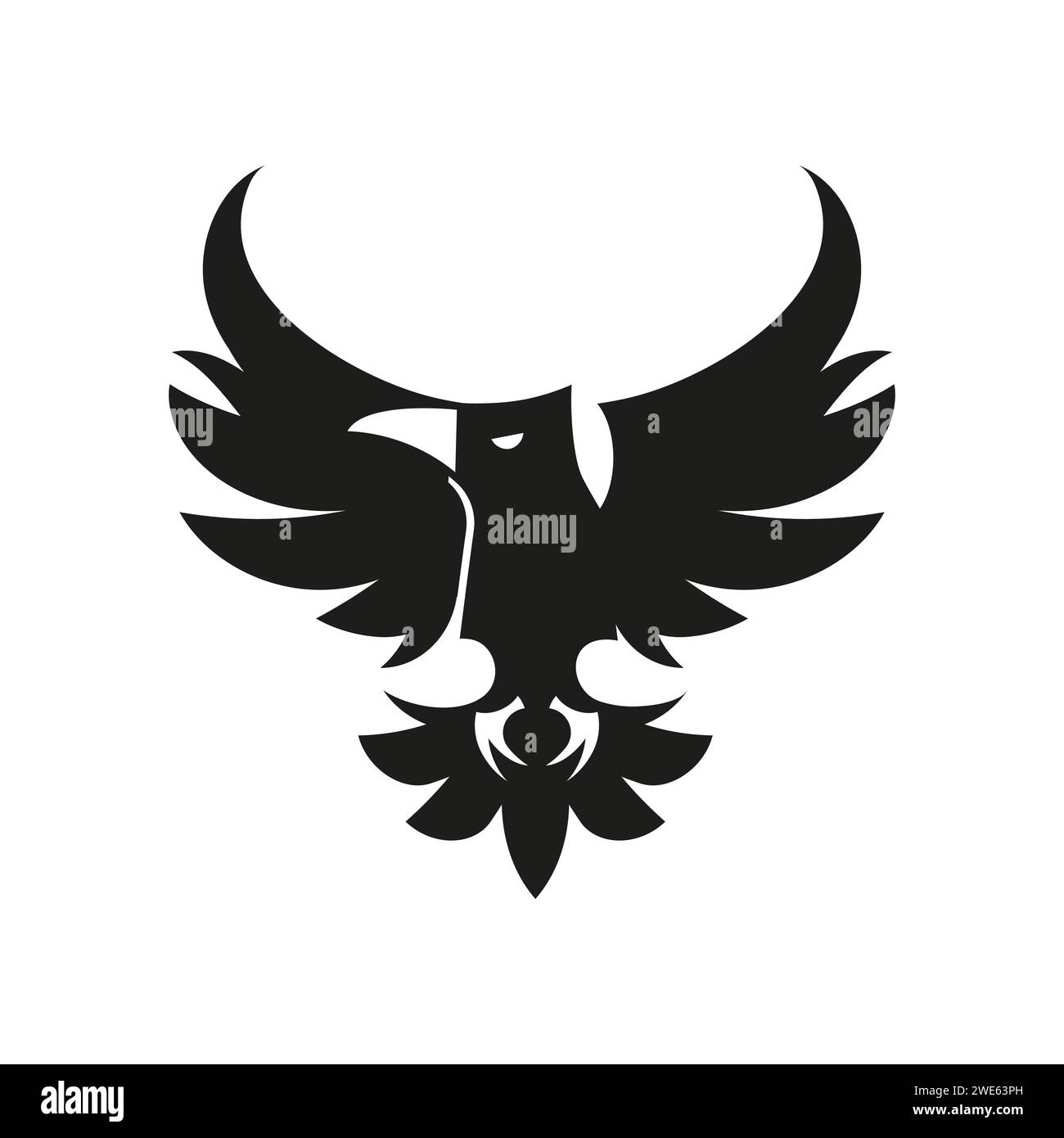 raven black and white illustration logo vector bird side view ...