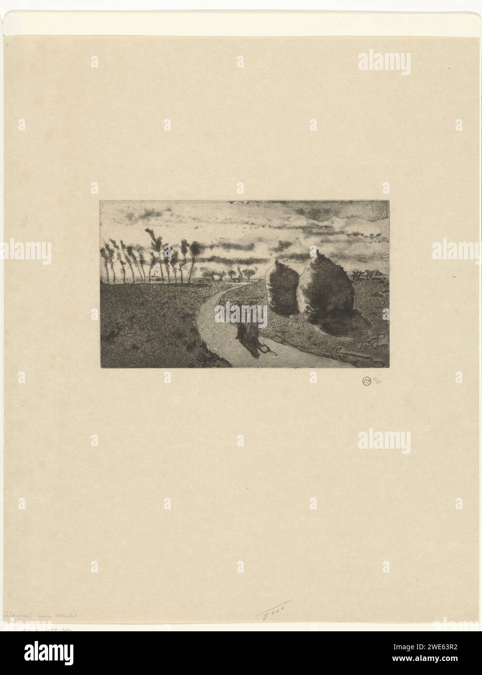Din with Hoobergen, Camille Jacob Pissarro, 1920 print A road with two ...